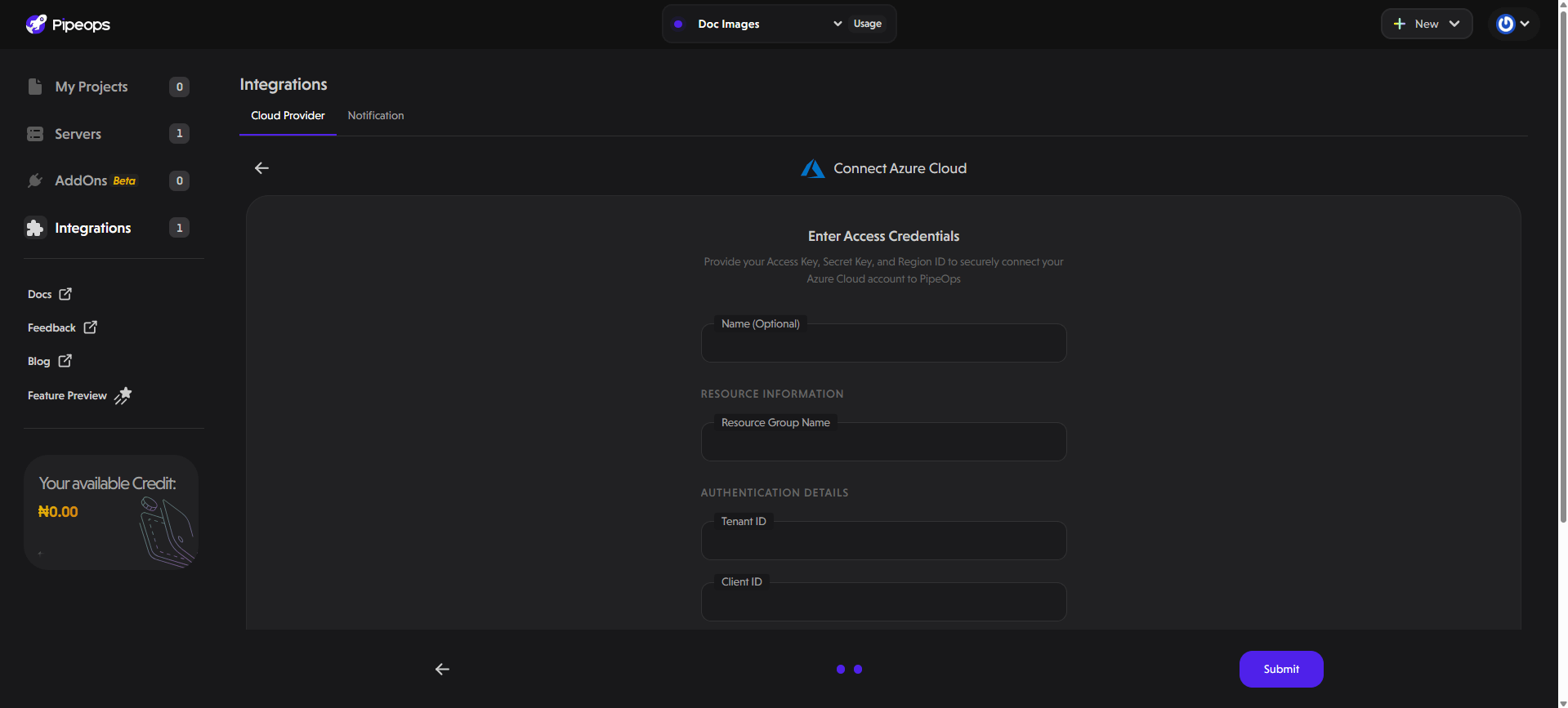 Connect Azure to PipeOps | PipeOps Docs